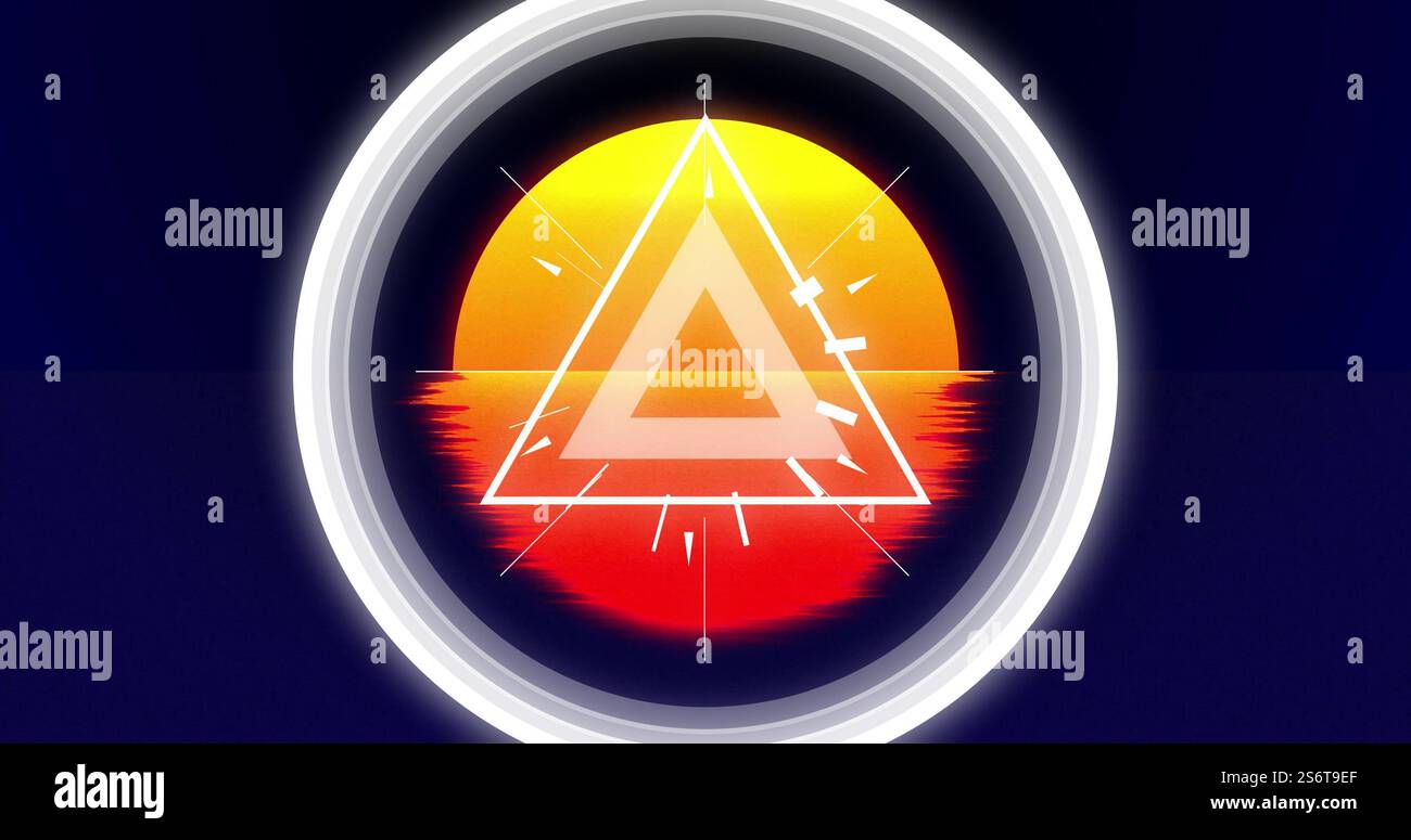 Geometric triangle image over sunset reflecting on water Stock Photo ...