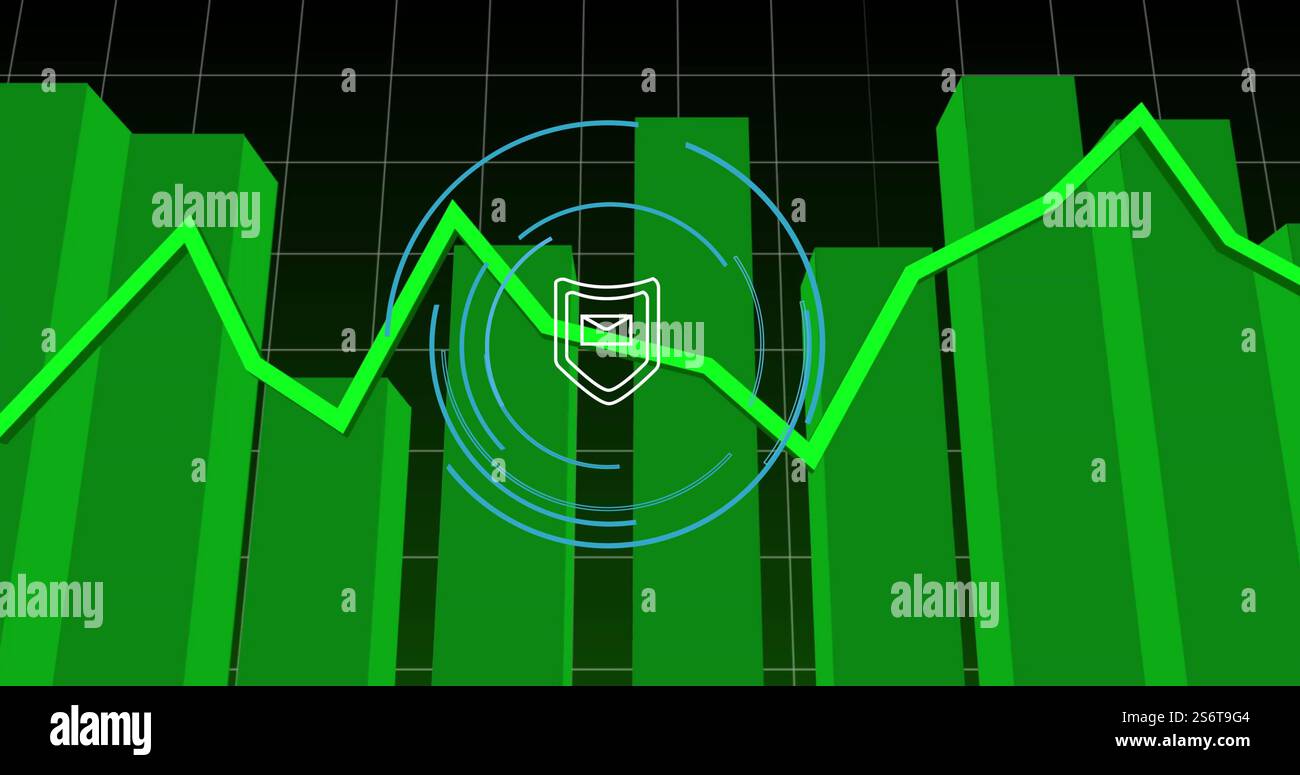 Email security image over green bar graph and line chart Stock Photo ...