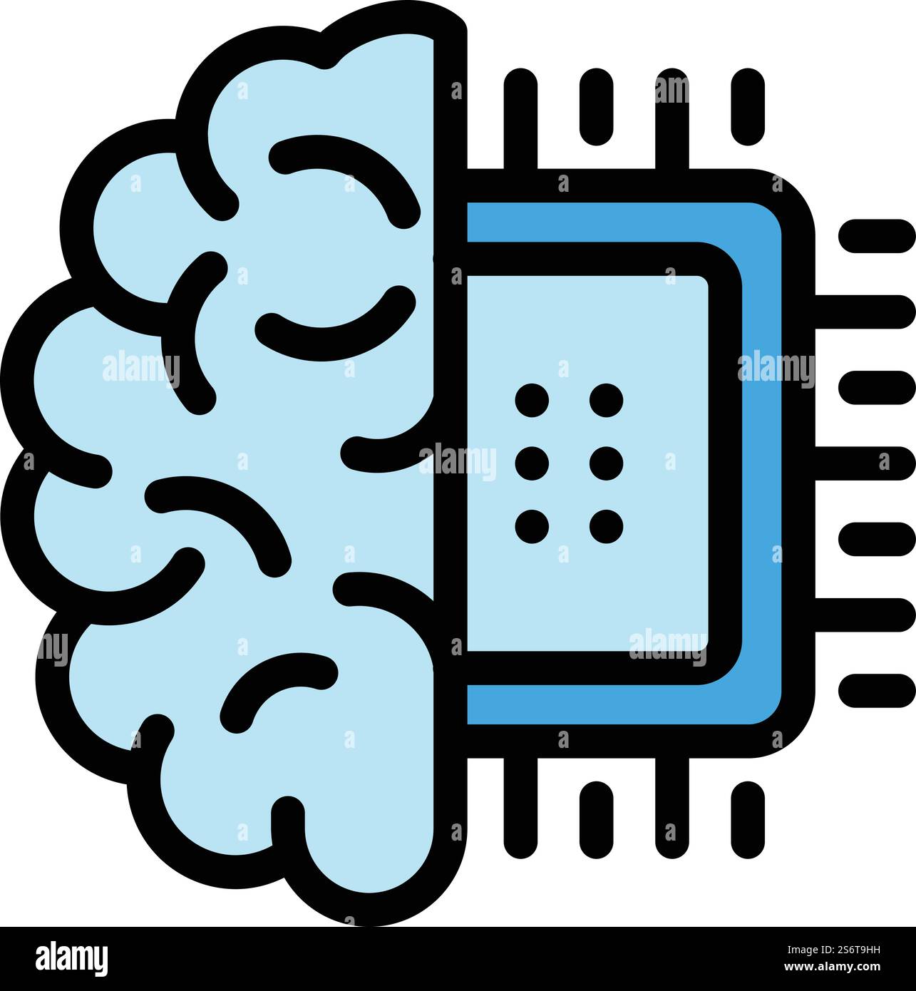 Ai Machine Brain Icon Outline Vector Digital Circuit Science Computer Ai Machine Brain Icon