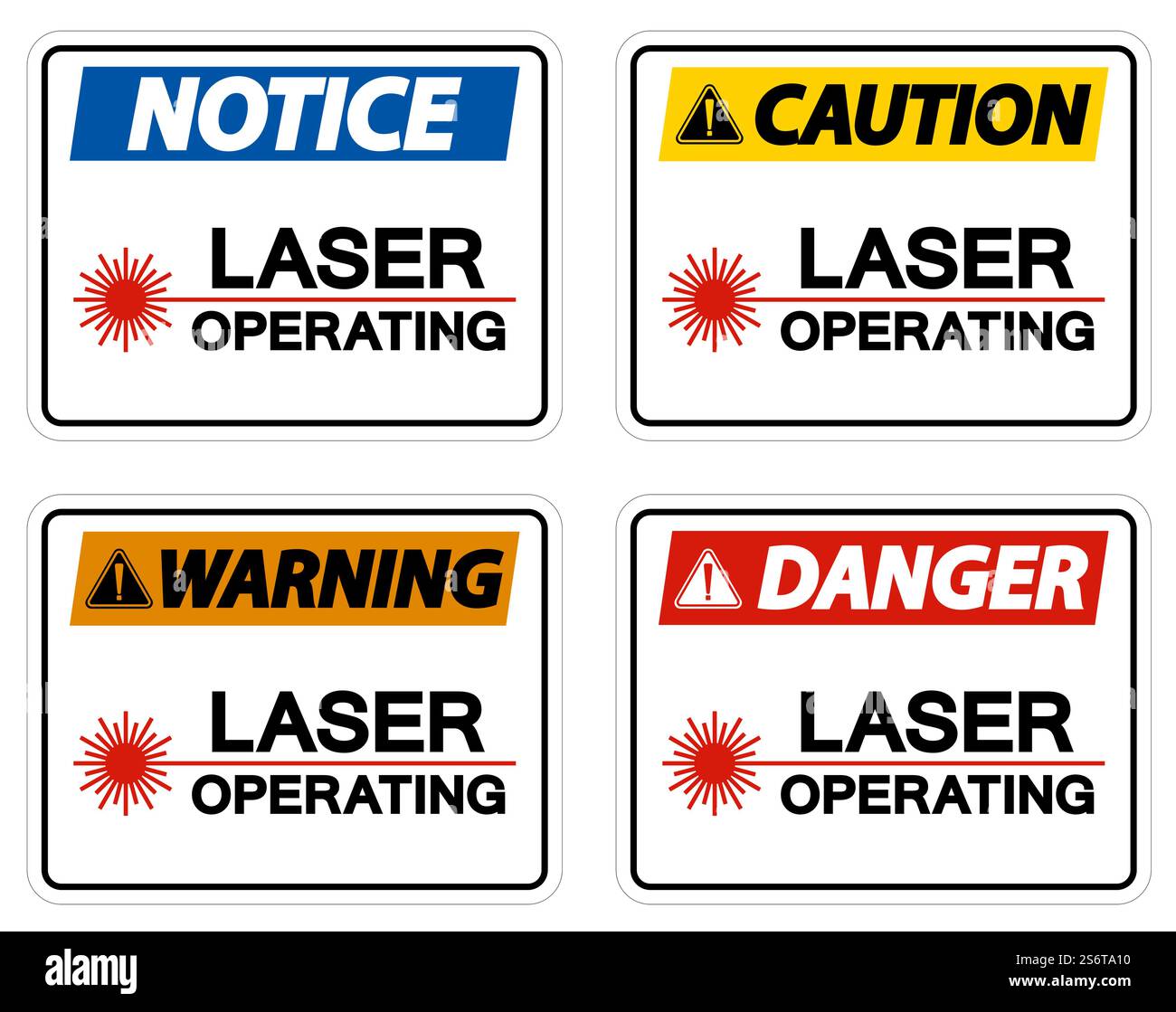 Warning Safety Sign Laser Operating On White Background Stock Vector ...