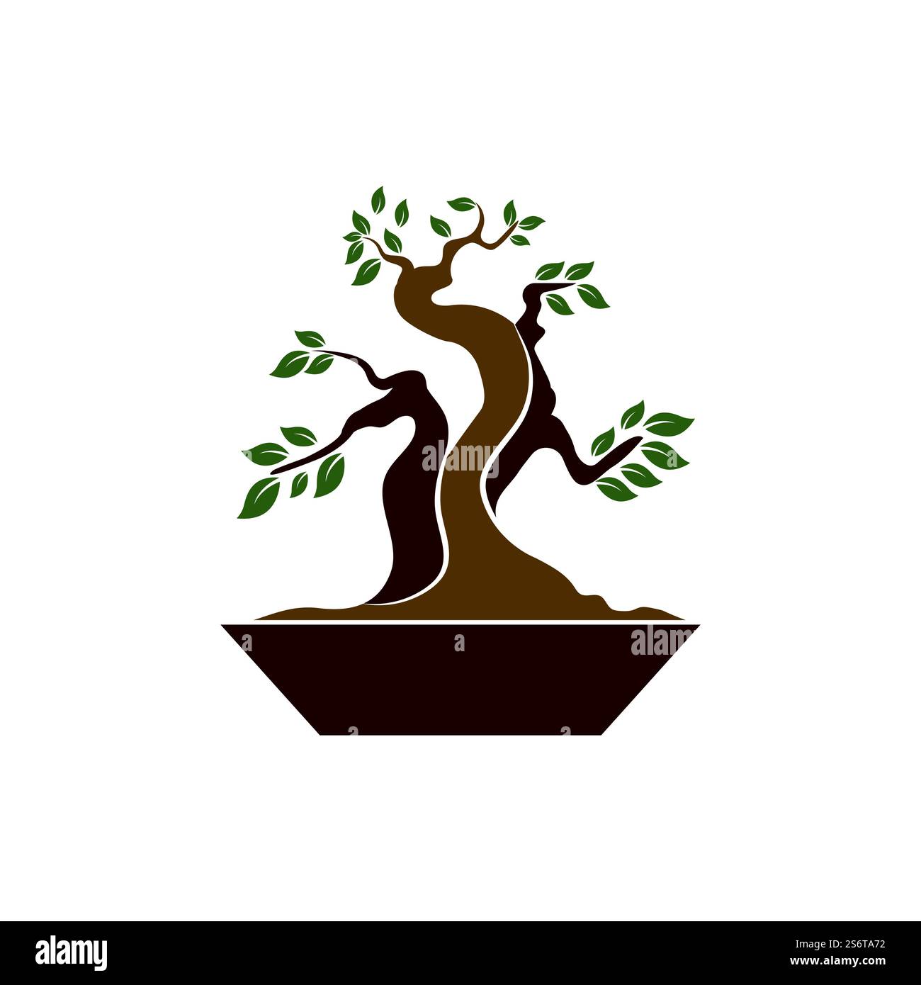 Oriental Bonsai Art, Japanese Mini Small Plant Tree on Pot Silhouette ...