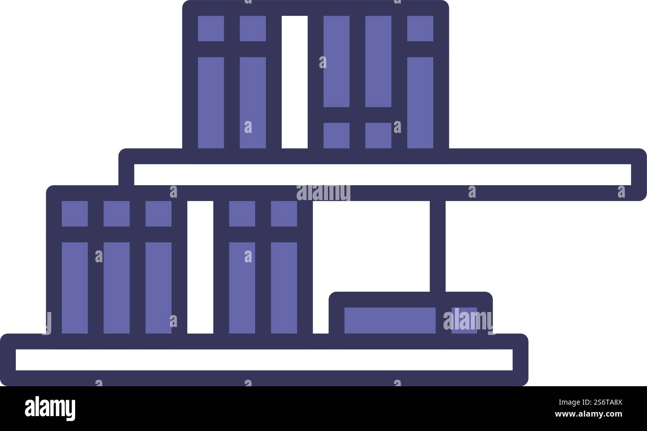 Wall Bookshelf Icon. Editable Bold Outline With Color Fill Design ...