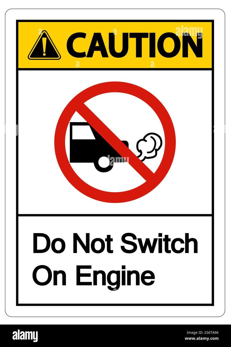 Caution Do Not Switch On Engine Sign On White Background Stock Vector ...