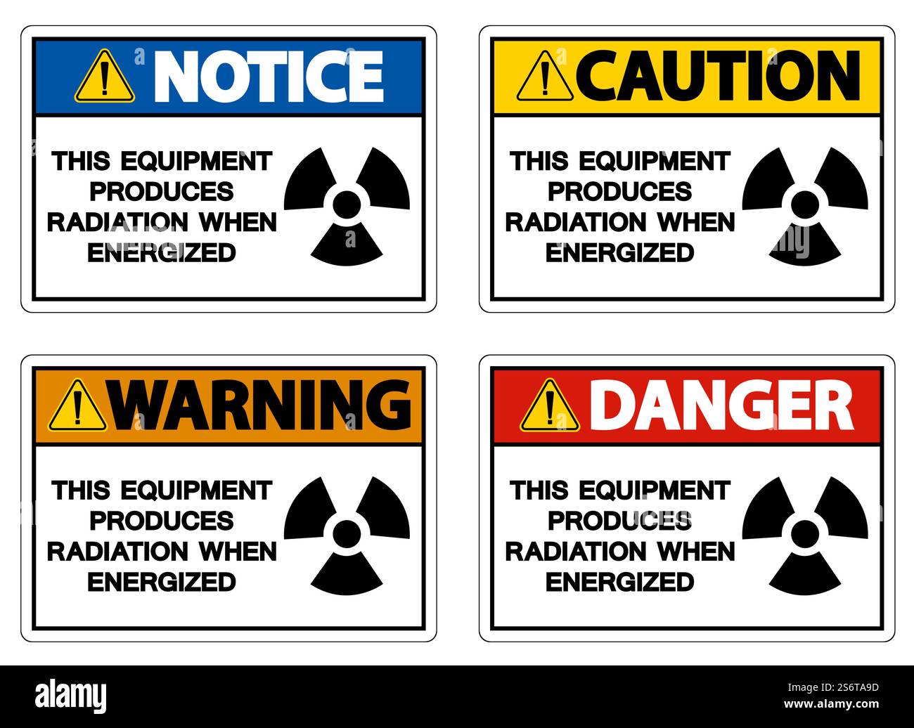 Danger This equipment produces radiation when energized Symbol Sign On ...