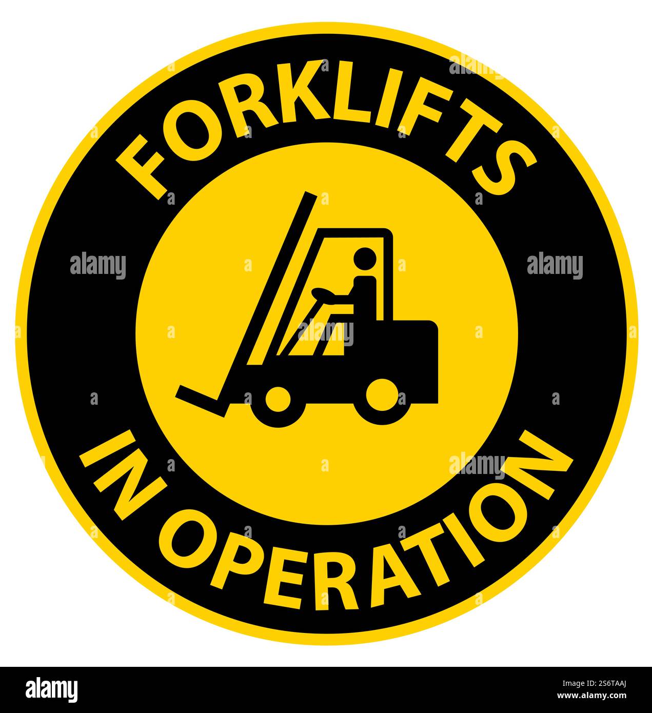 Caution forklifts in operation Sign on white background Stock Vector ...