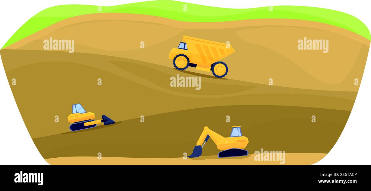 Mine ground icon cartoon vector. Sand loader. Construction excavator ...