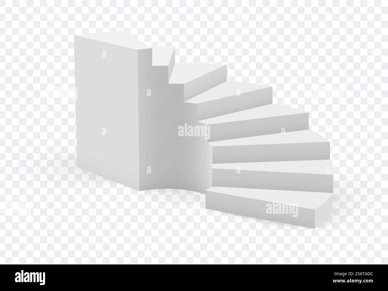 Realistic staircase. Isolated white stair, 3d ladder on transparent ...
