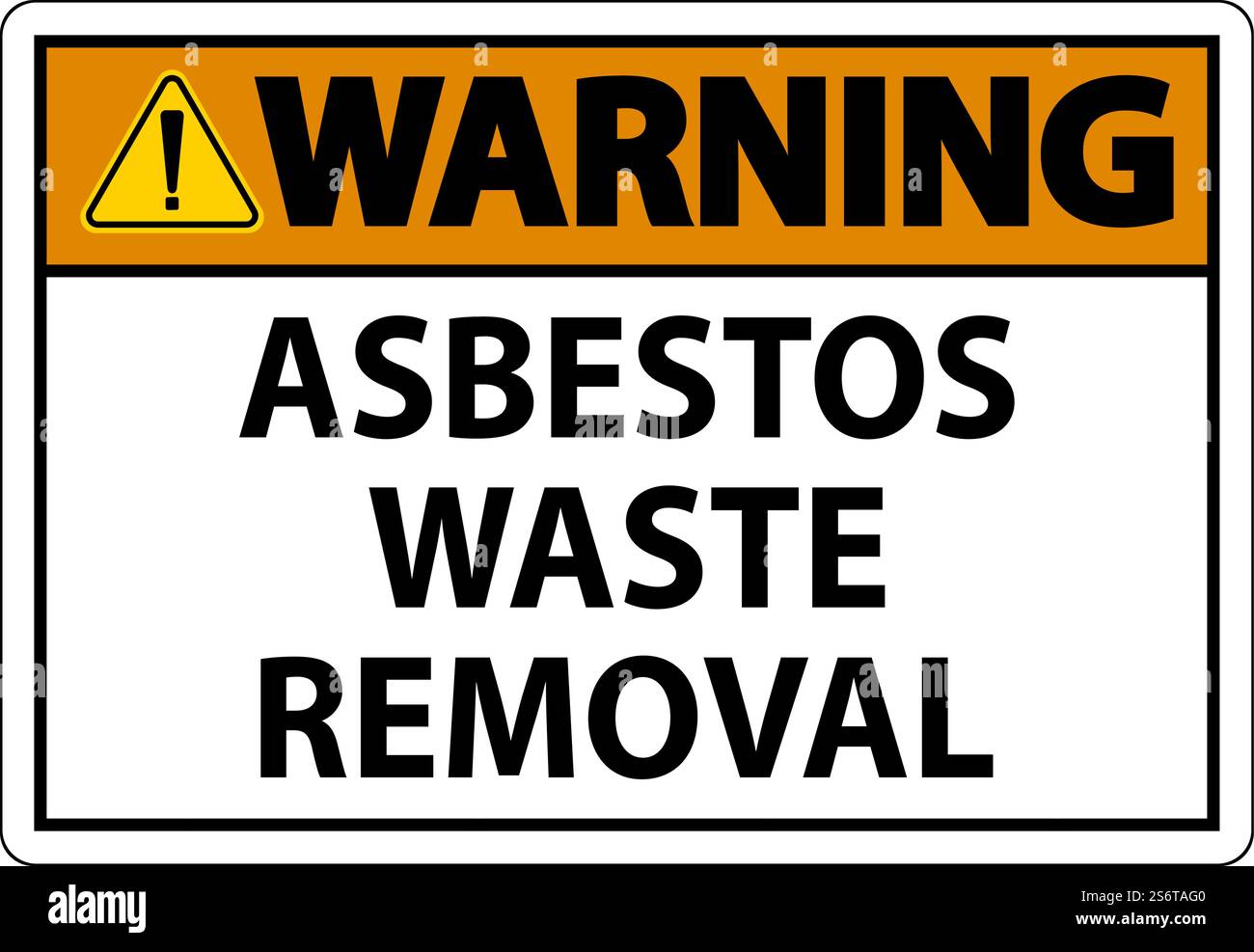 Warning Asbestos Waste Removal Sign On White Background Stock Vector ...
