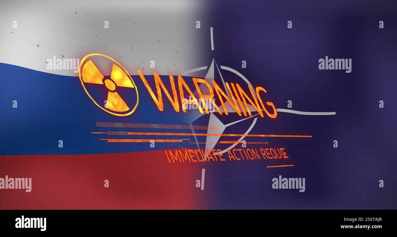 Warning and immediate action required image over Russian flag and ...