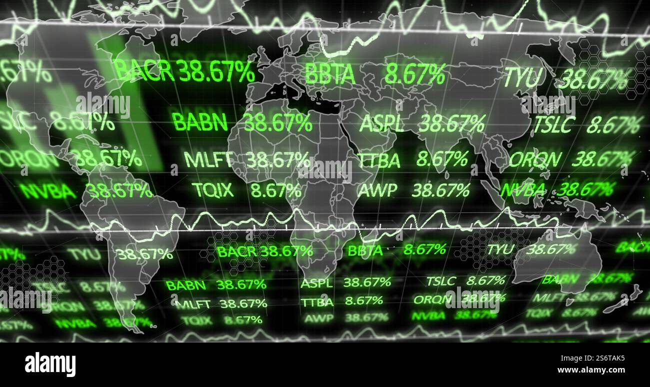 Stock market data and graphs image over world map background Stock ...