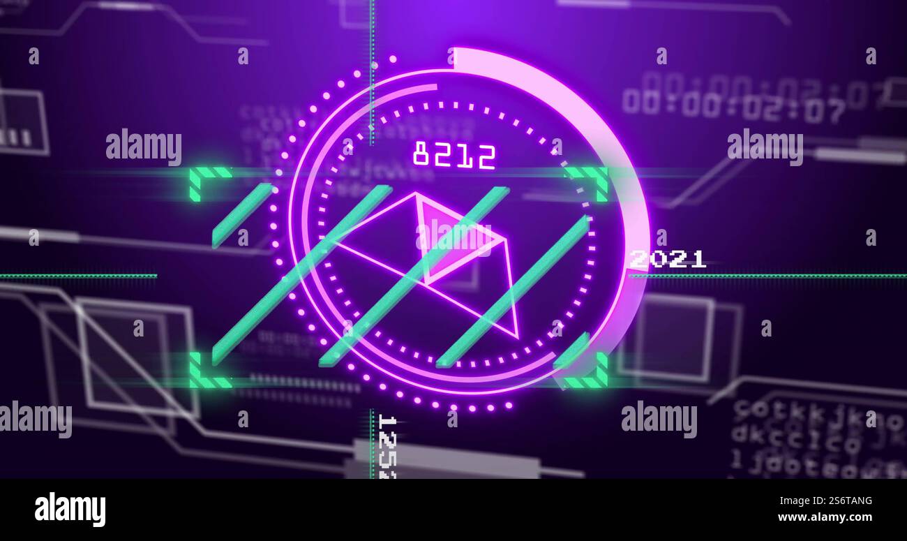 Digital data processing with futuristic image of geometric shapes and numbers Stock Photo - Alamy