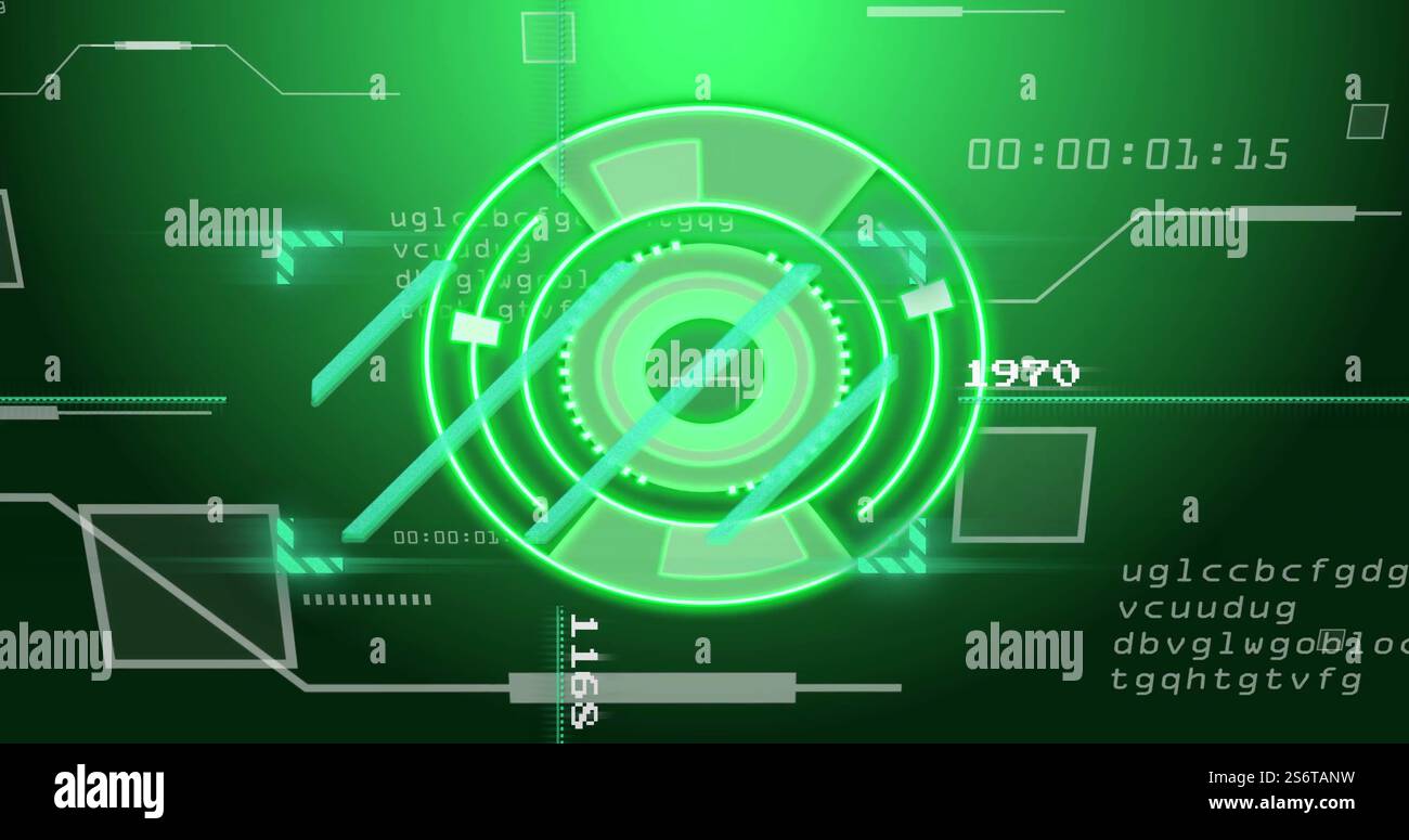 Futuristic green HUD interface image with rotating circles and digital data Stock Photo - Alamy