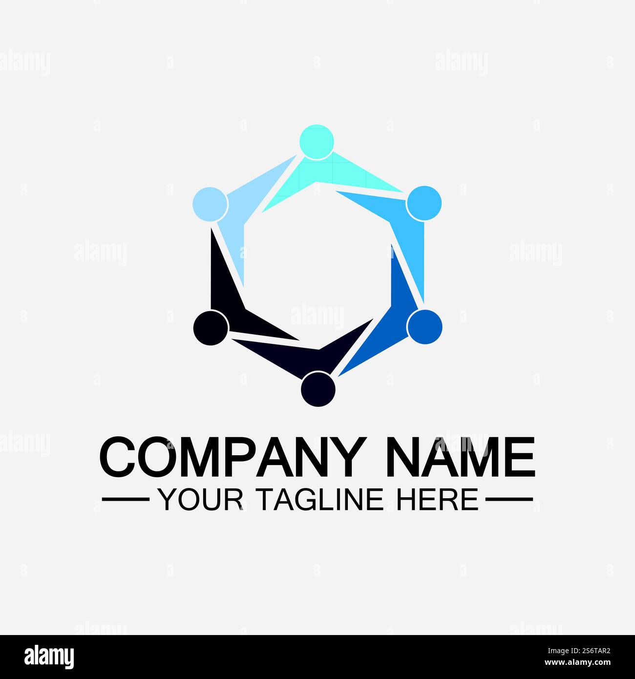 Teamwork connecting people hexagon concept logo symbol icon vector ...