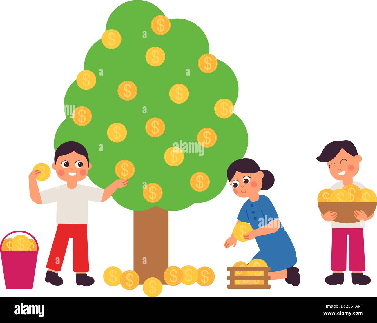 Money tree profit. Business concept, people financial prosperity. Man ...