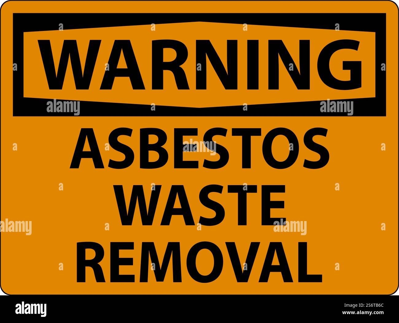 Warning Asbestos Waste Removal Sign On White Background Stock Vector ...