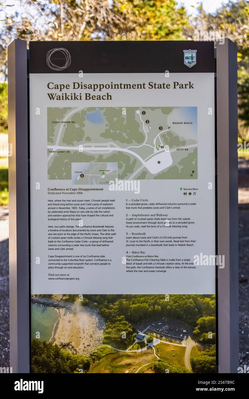 Waikiki Beach interpretive sign in Cape Disappointment State Park ...