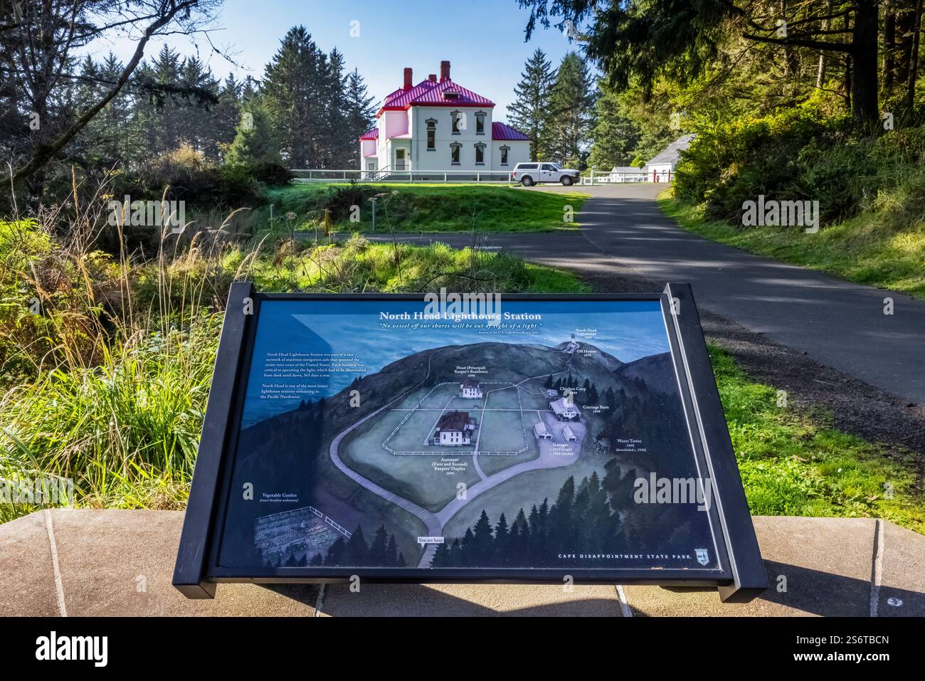 Interpretive sign about North Head Lighthouse at Cape Disappointment ...