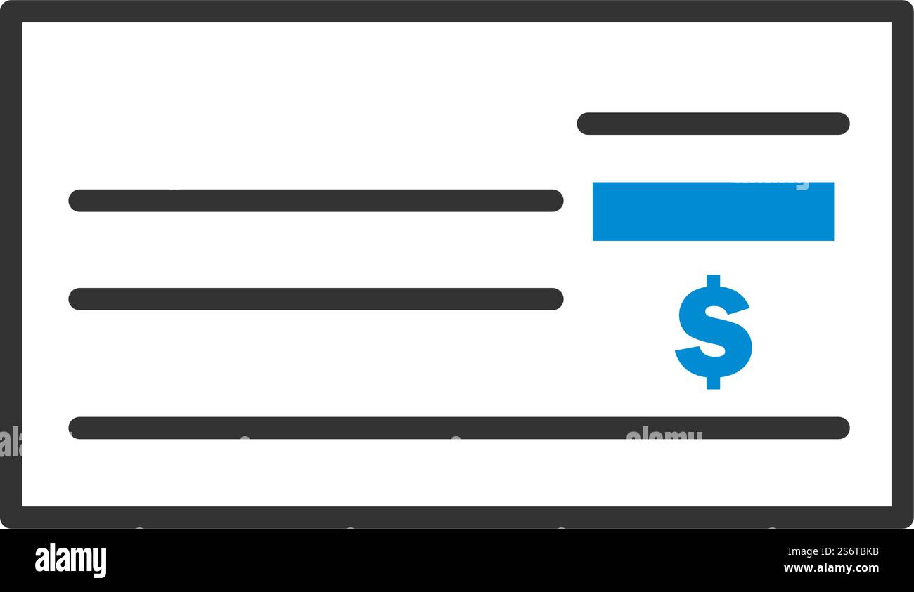 Bank Check Icon. Editable Bold Outline With Color Fill Design. Vector ...