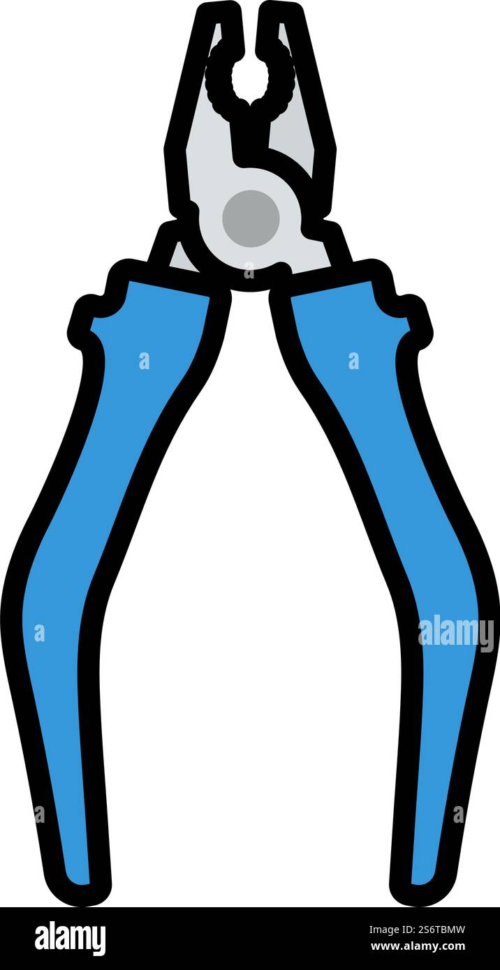 Icon Of Pliers. Editable Bold Outline With Color Fill Design. Vector ...