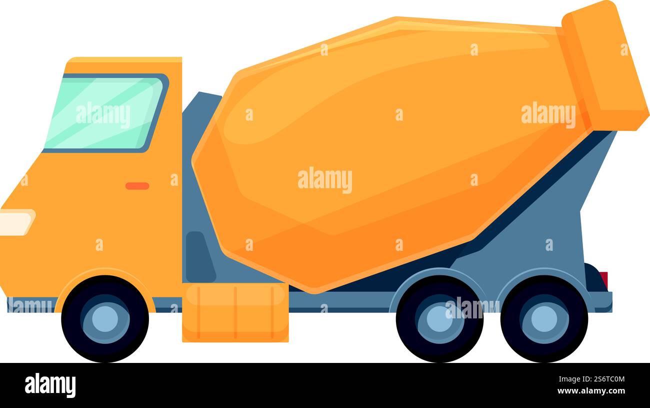 Concrete mixer icon cartoon vector. Cement truck. Construction machine ...