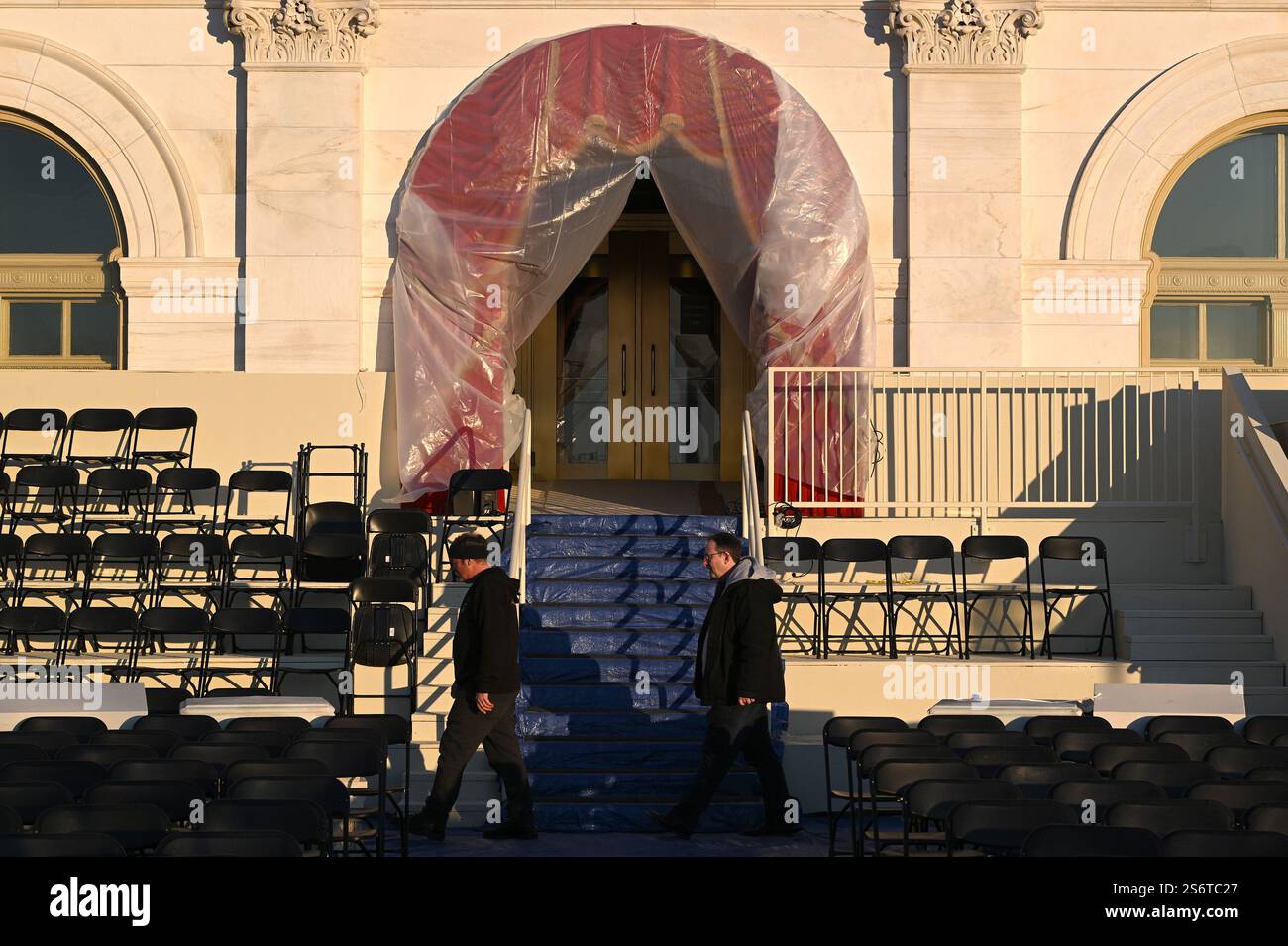 Preparations have stopped at the Inaugural Platform of the Capitol ...