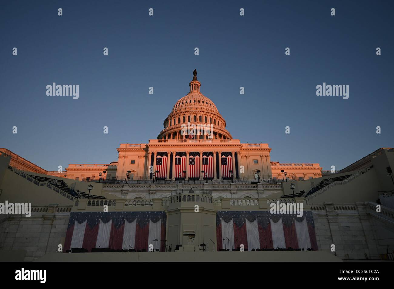 Preparations have stopped at the Inaugural Platform of the Capitol ...
