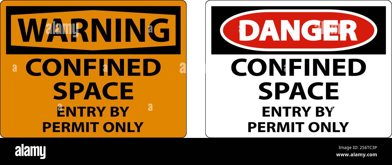 Confined Space Entry By Permit Only Sign Stock Vector Image & Art - Alamy