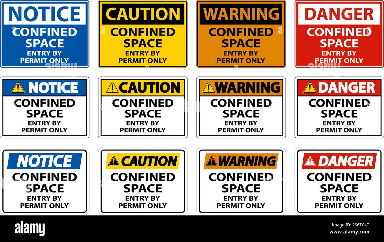 Confined Space Entry By Permit Only Sign Stock Vector Image & Art - Alamy