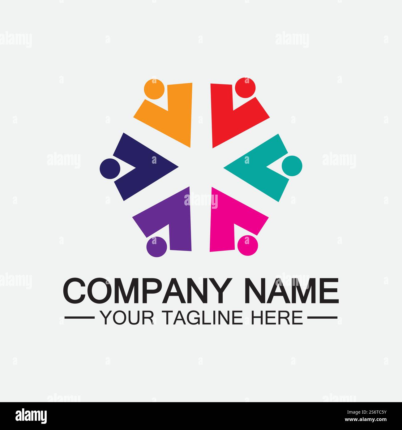 Teamwork connecting people hexagon concept logo symbol icon vector ...