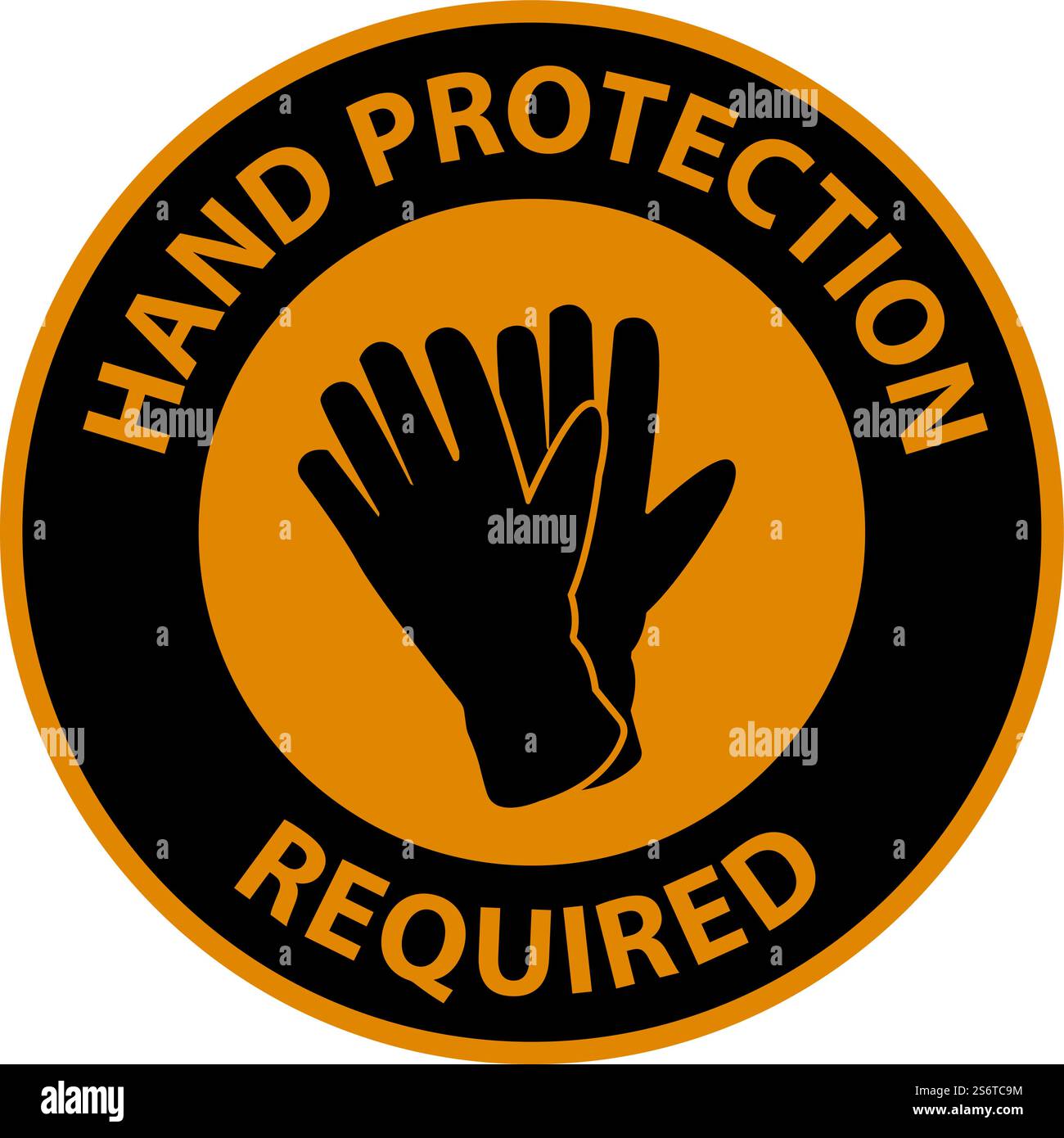 Warning Hand Protection Required Sign on white background Stock Vector ...