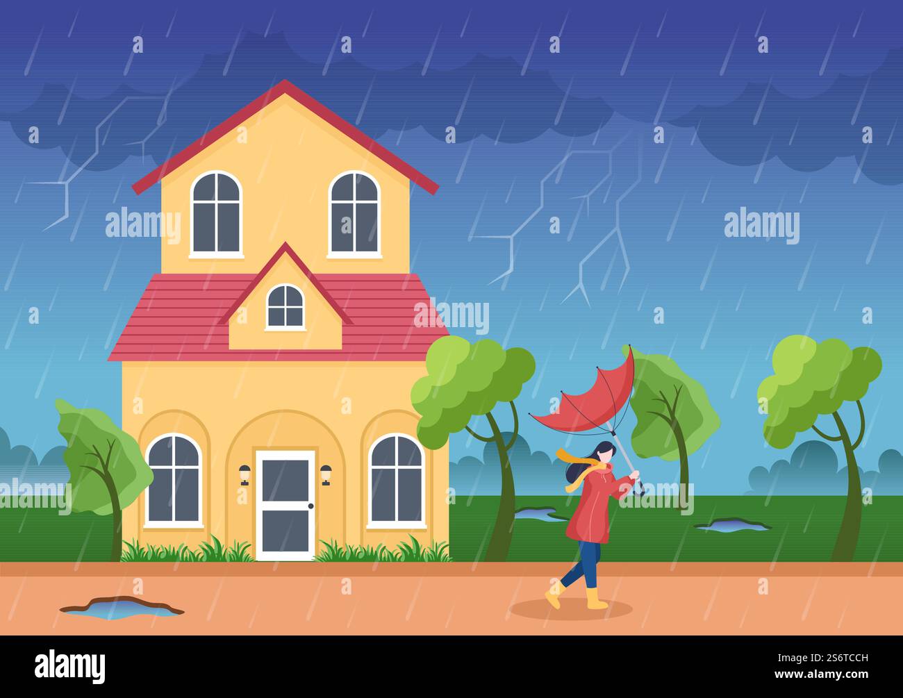People Wearing Raincoat, Rubber Boots and Carrying Umbrella In the ...