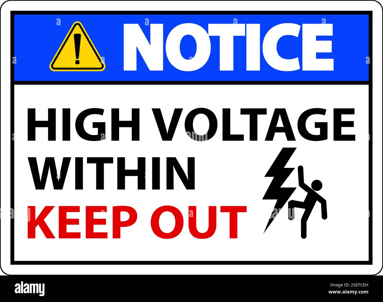 Notice High Voltage Within Keep Out Sign On White Background Stock ...