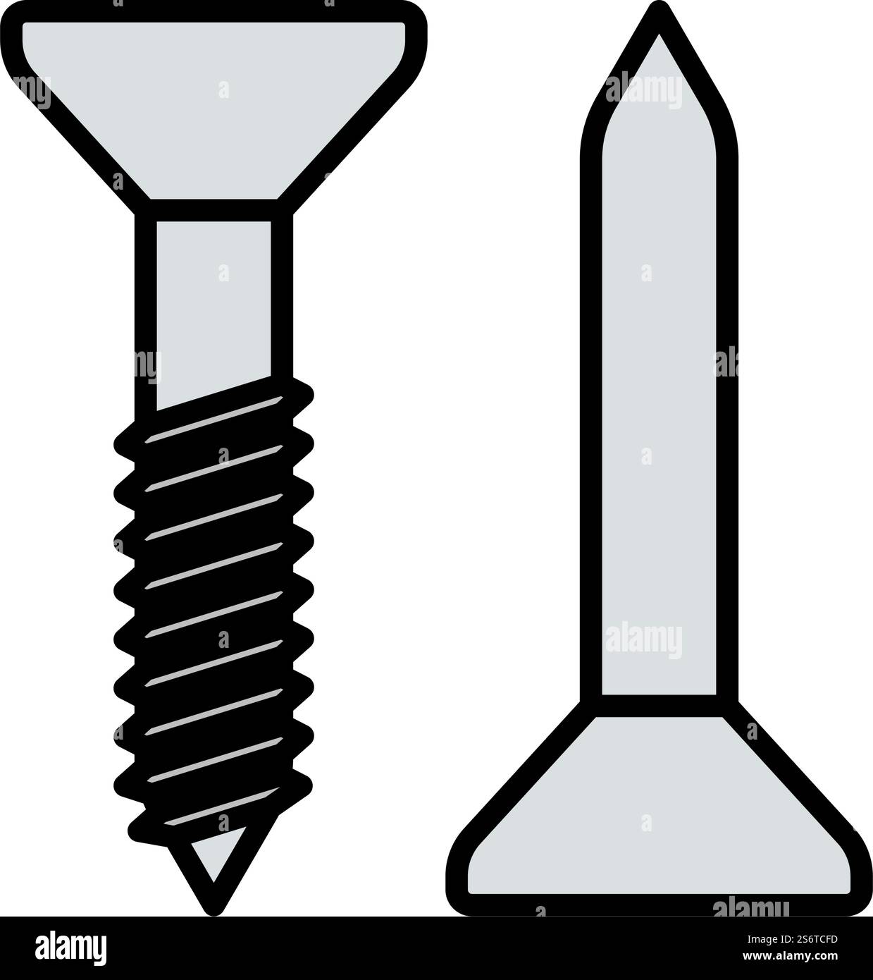 Icon Of Screw And Nail. Editable Bold Outline With Color Fill Design ...