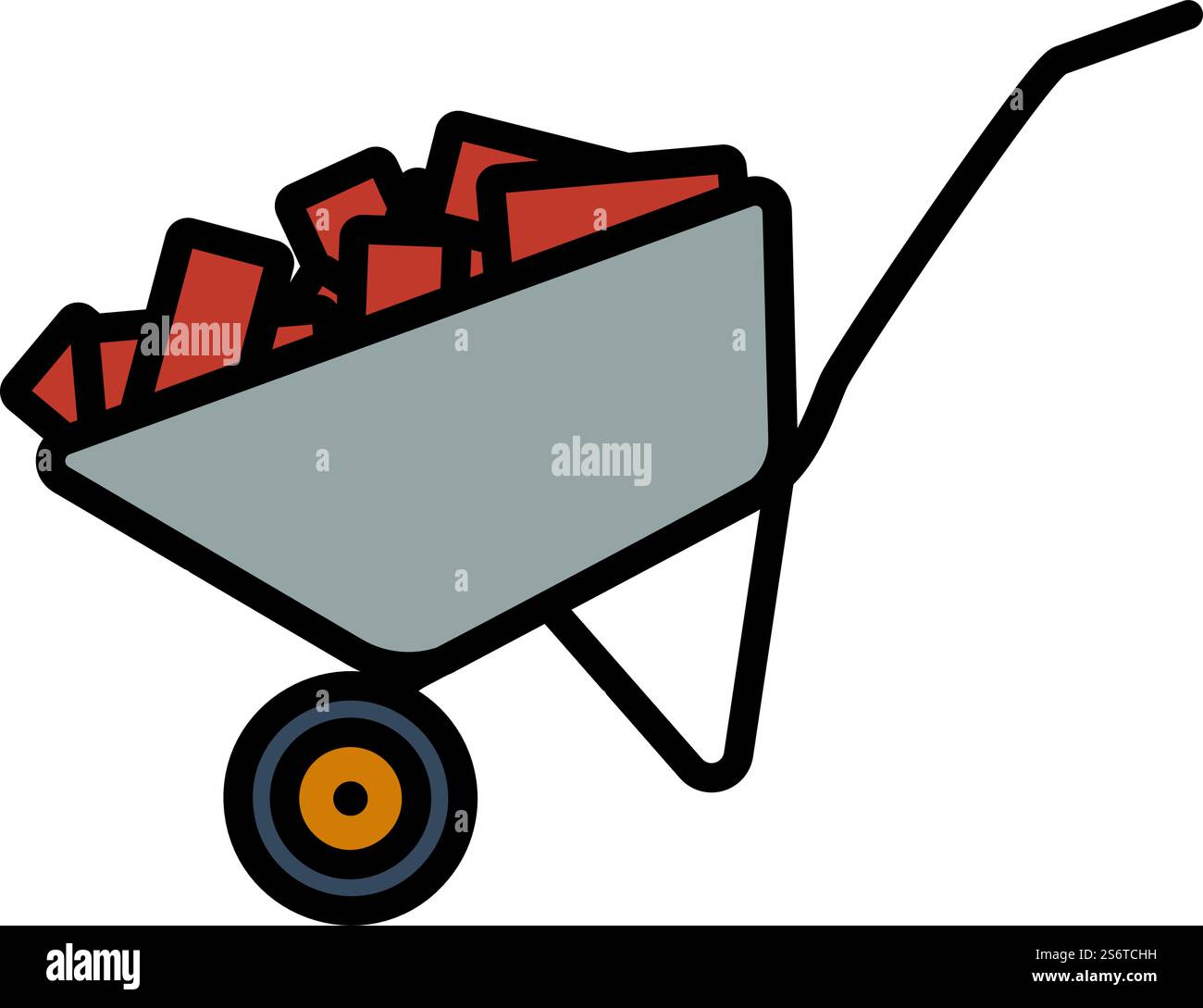 Icon Of Construction Cart. Editable Bold Outline With Color Fill Design ...