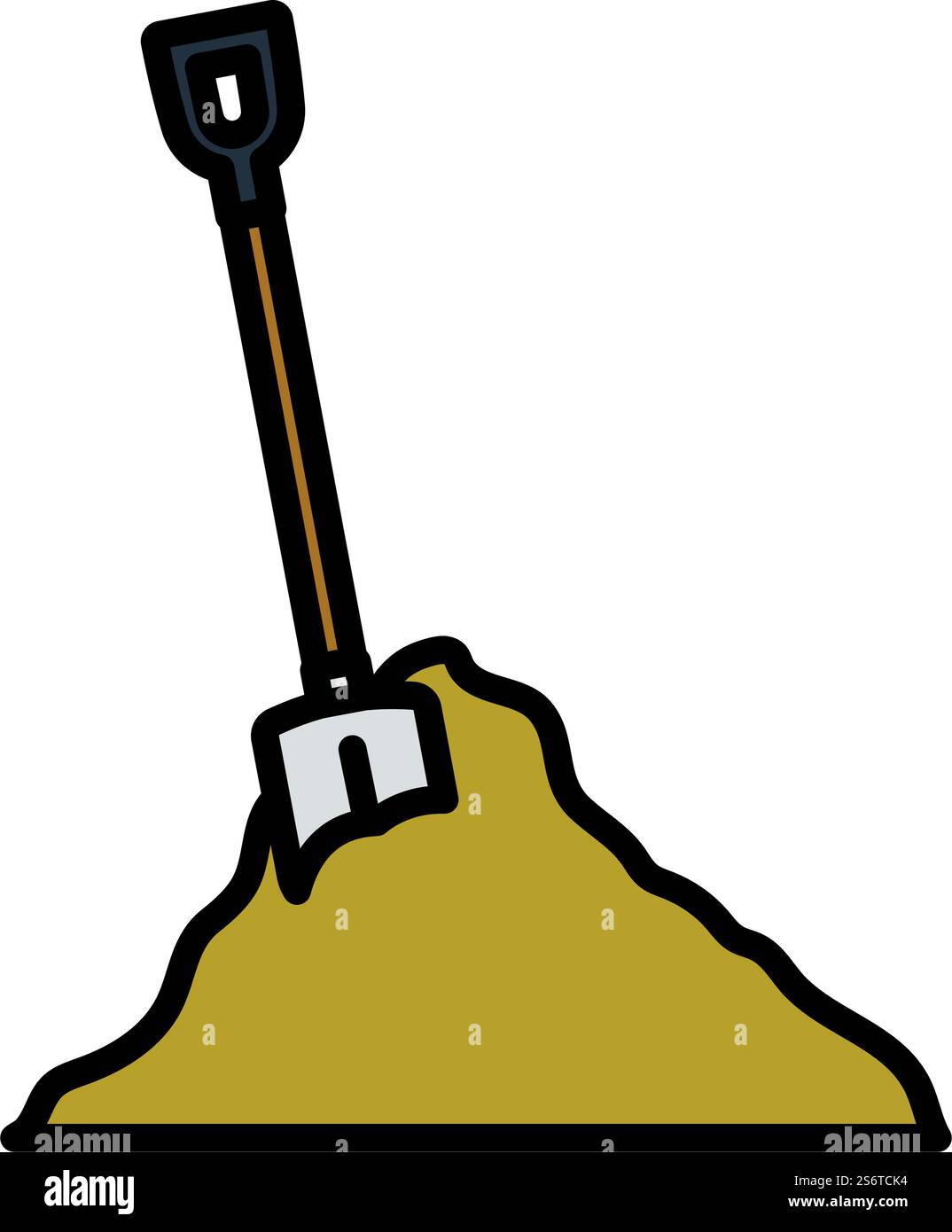 Icon Of Construction Shovel And Sand. Editable Bold Outline With Color ...