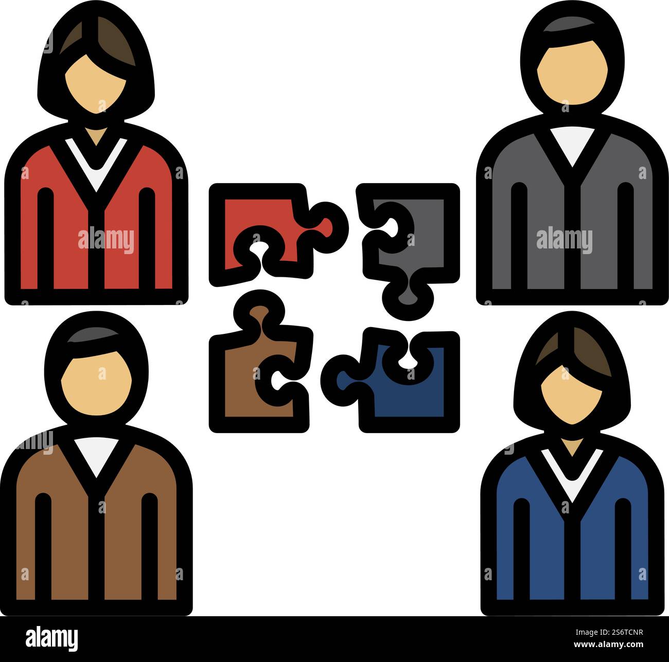 Corporate Team Icon. Editable Bold Outline With Color Fill Design ...