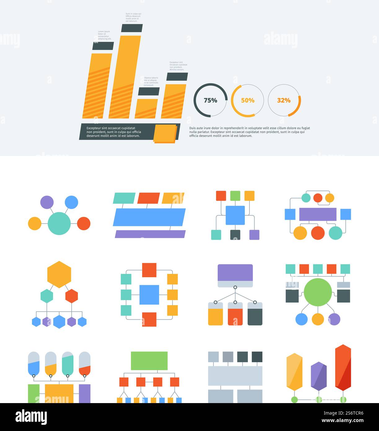 Flowchart. Geometrical structure data infographic surfaces with place ...