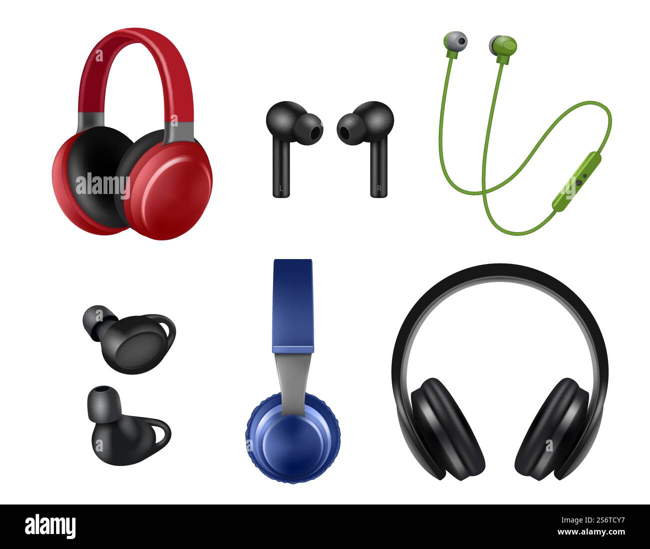 Music headphones. Realistic audio symbols music modern headset decent ...