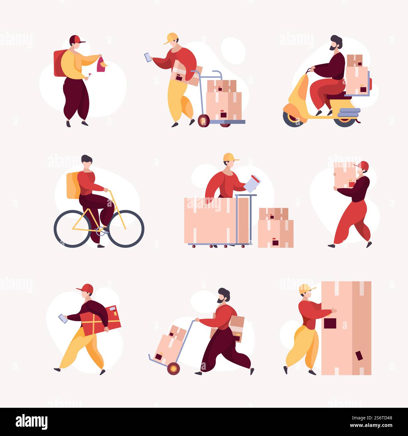 Deliver workers. Delivery services warehouse guy packing movers postman ...