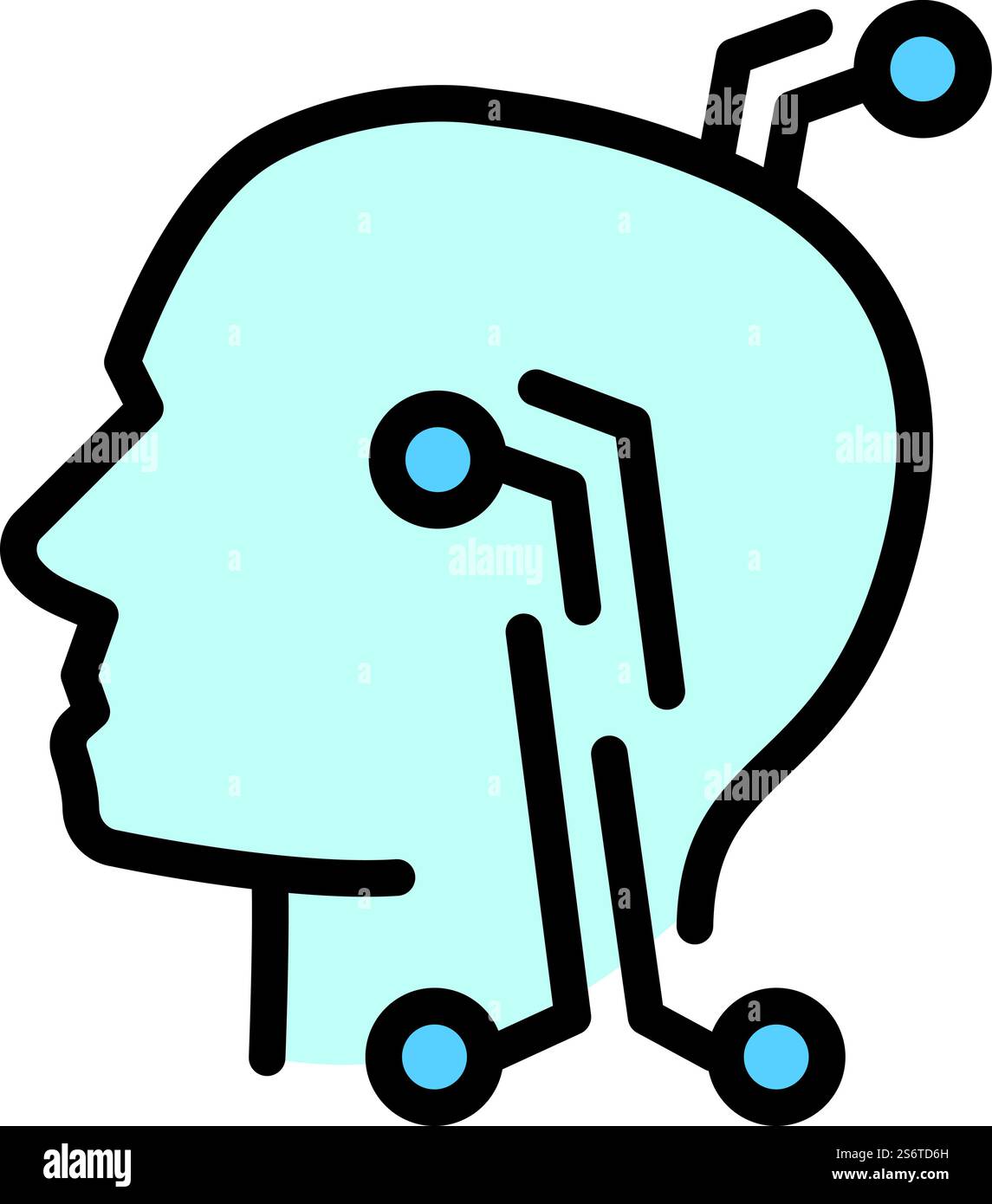 Ai smart brain icon outline vector. Network machine. Science computer ...