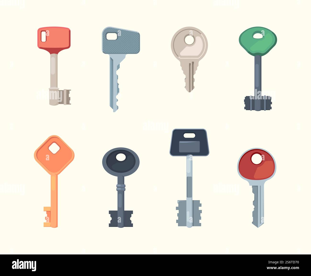 Keys collection. Steel and golden modern and retro keys safety home ...
