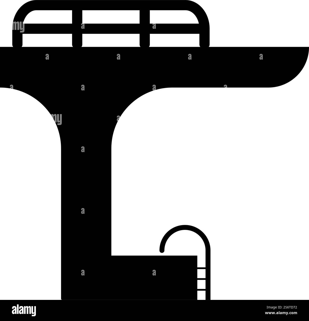 Tower in the pool for jump board diving springboard swimming icon black ...