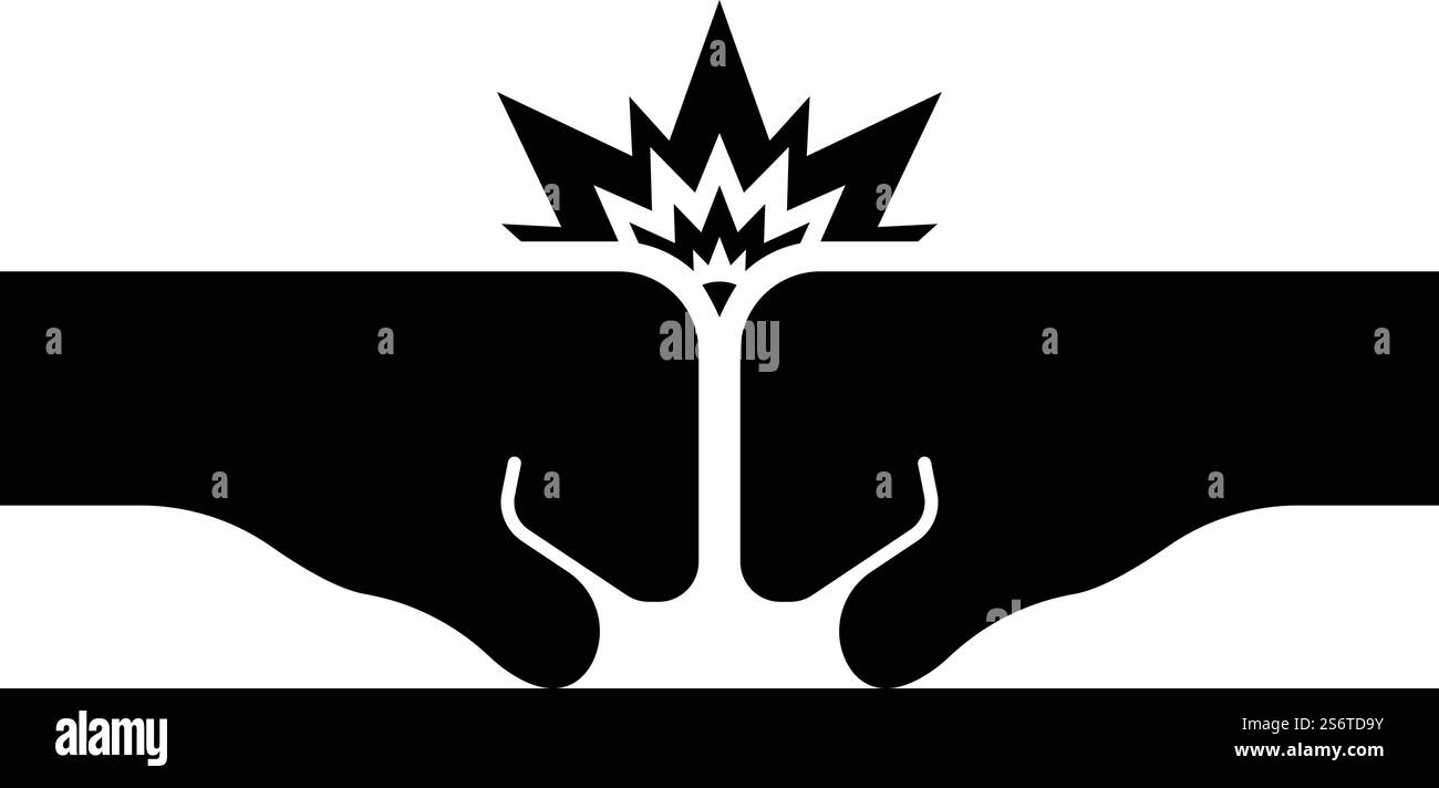 Collision of two fist icon black color vector illustration image flat ...