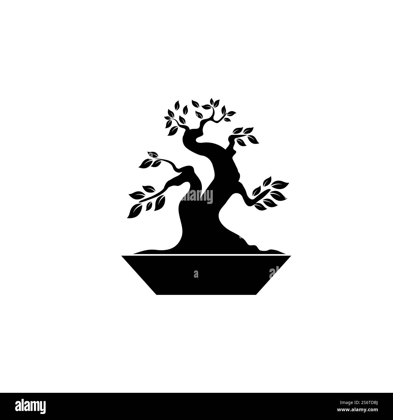 Oriental Bonsai Art, Japanese Mini Small Plant Tree on Pot Silhouette ...