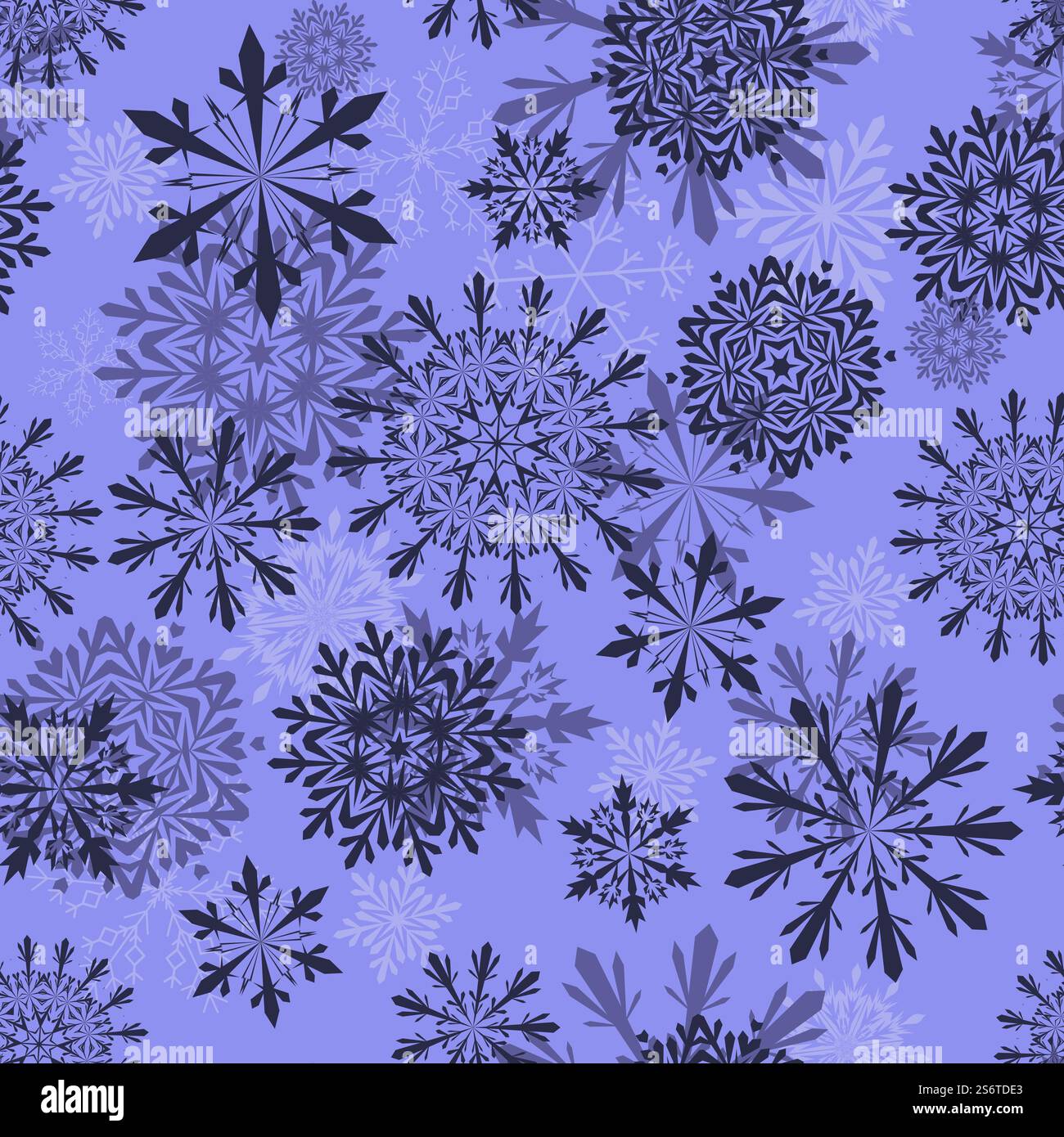 Seamless snowflakes background for winter and christmas theme. Very peri modern color. Vector ...