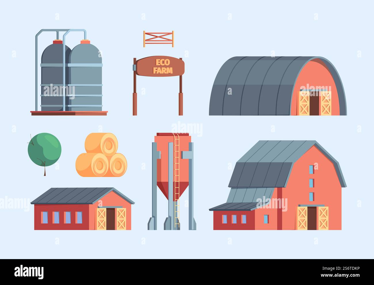 Farm buildings. Rural constructions agricultural objects ranch ...