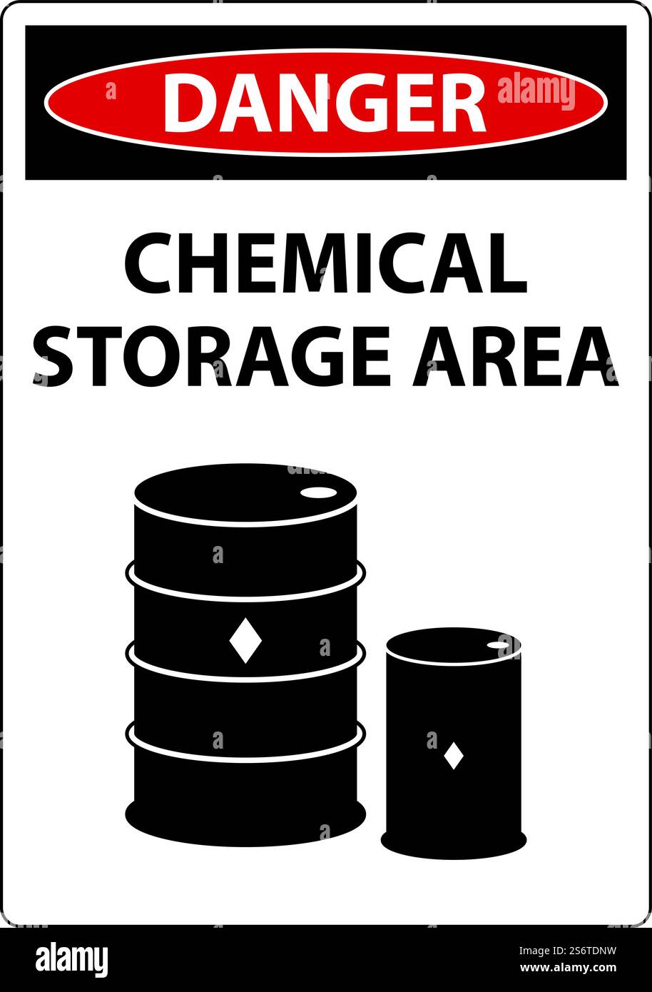 Danger Chemical Storage Area Sign On White Background Stock Vector ...