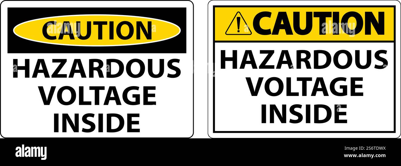 Caution Hazardous Voltage Inside Sign On White Background Stock Vector ...