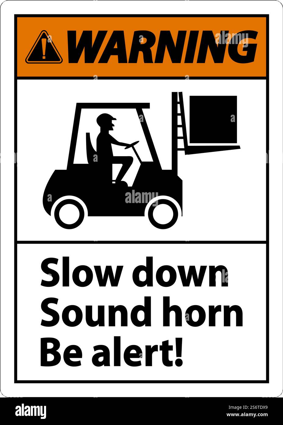 Warning 2-Way Slow Down Sound Horn Sign On White Background Stock ...