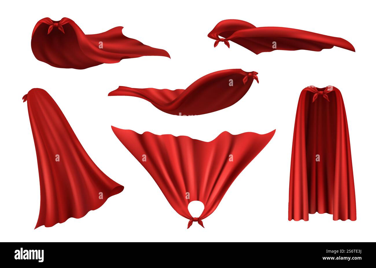 Superheroes cape. Red fashioned raincoat from silk textile clothes ...
